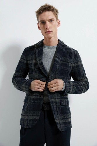 Veste de costume blazer à carreaux texturés homme Zara manches longues ...