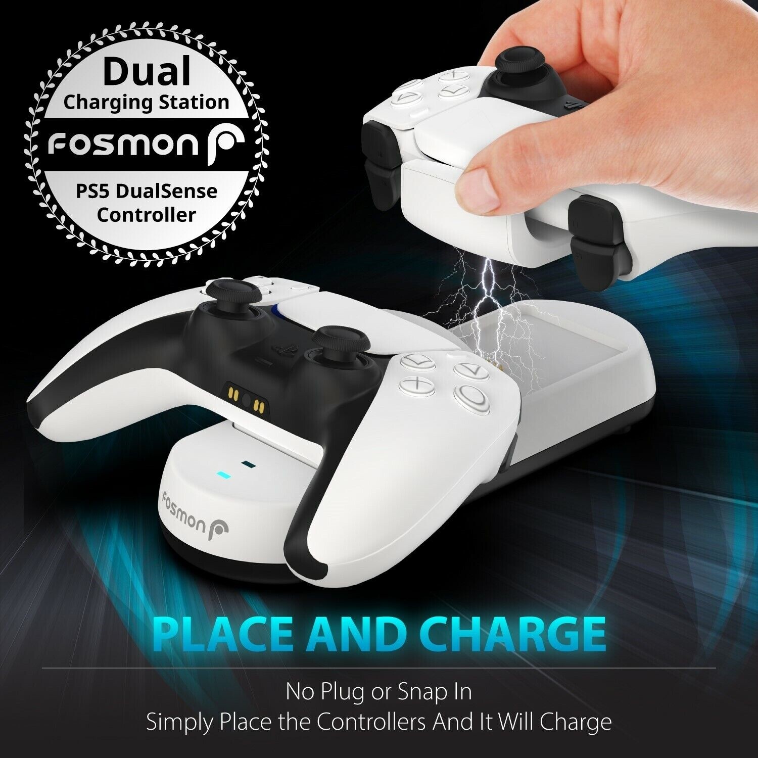 PS5 DualSense Controller Fast Wireless Charging Station Dock USB C ...