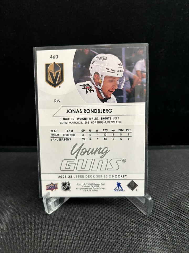 21-22 UD Series 2 Base Young Guns #460 Jonas Rondbjerg - Vegas Golden ...