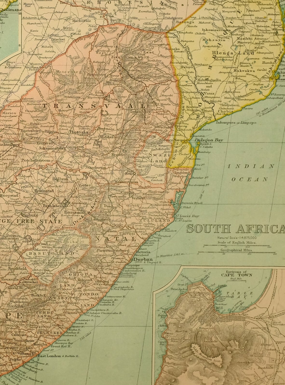 1922 MAP SOUTH AFRICA CAPE OF GOOD HOPE TRANSVAAL CAPE TOWN GREAT ...