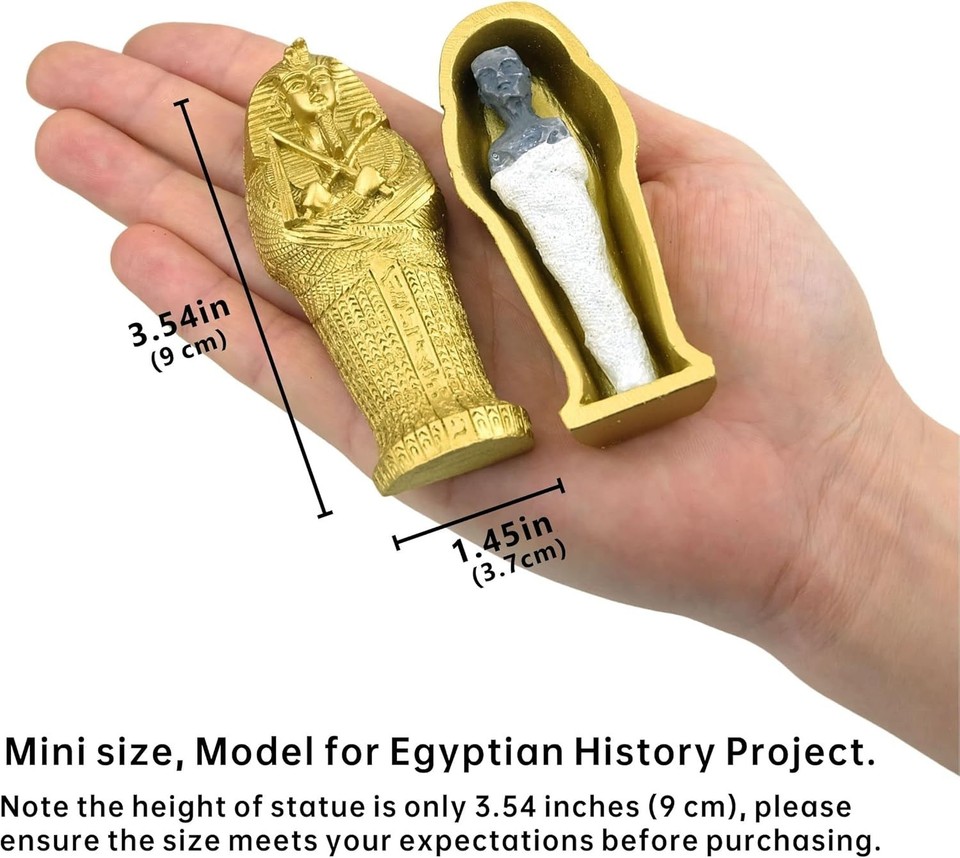3.5" Egyptian Mummy Pharaoh Sarcophagus w/Mummy Figurine Home Decor ...