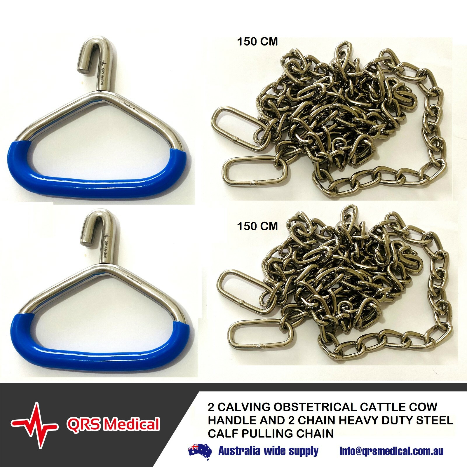 CALVING OBSTETRICAL CATTLE COW HANDLE AND HEAVY DUTY STEEL CALF PULLING ...