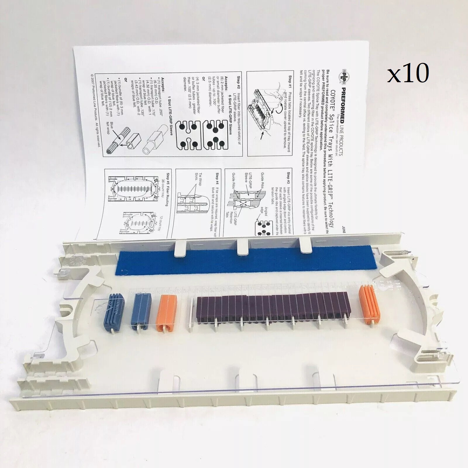 10 Long Coyote LITE-GRIP LGSTR216 Fiber Splice Tray 80808395BX | eBay