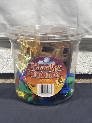 Tim Mee Toy Big Bucket of Cowboys & Indians Plastic Figures Made In U.S ...