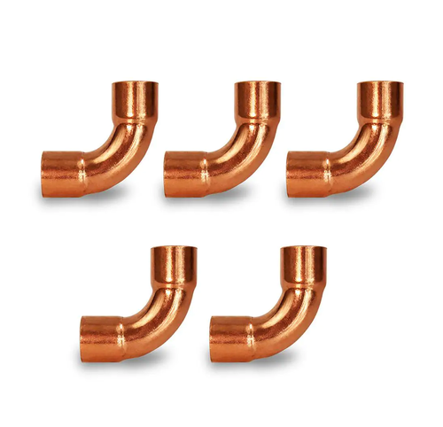 [5 PACK] 3/8" C x C 90° Degree Long Radius Copper Pipe Reducing Elbow ...