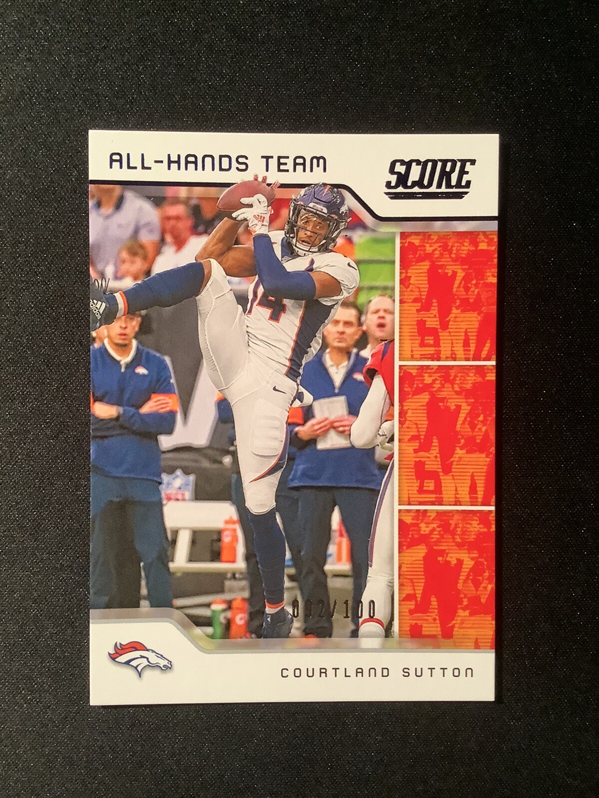 2020 Score All Hands Team Courtland Sutton Blue #/100 Denver Broncos ...