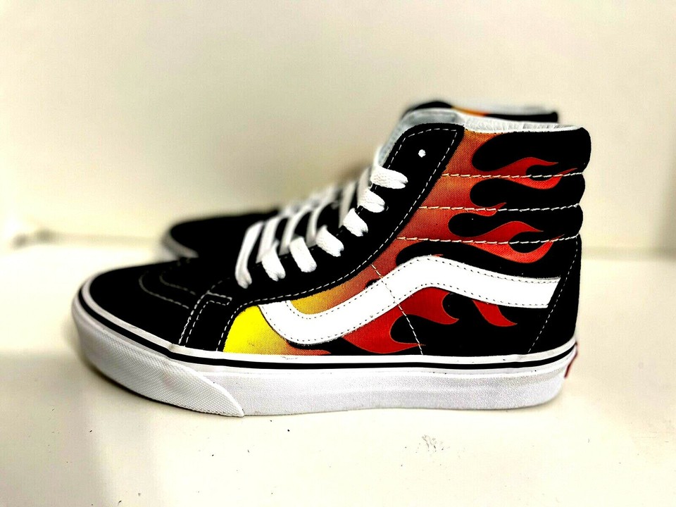 Vans Flame Black White Red Skater SK8-HI Reissue Off the Wall Mens 5 ...
