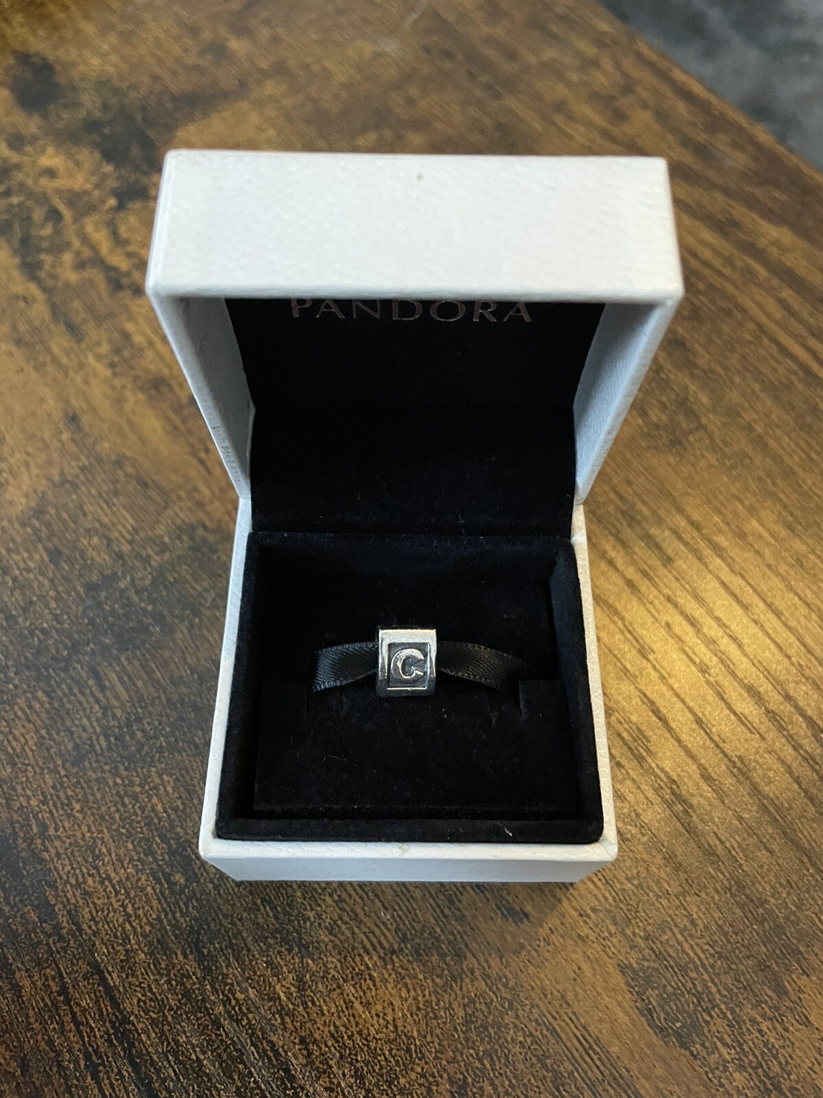 Genuine Pandora Alphabet Letter C Initial Barrel Charm - Gem
