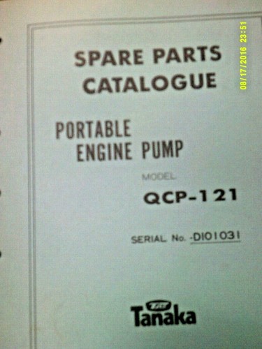 Preowned Tanaka QCP-121 Portable Engine Pump Spare Parts Catalog 4J10 ...