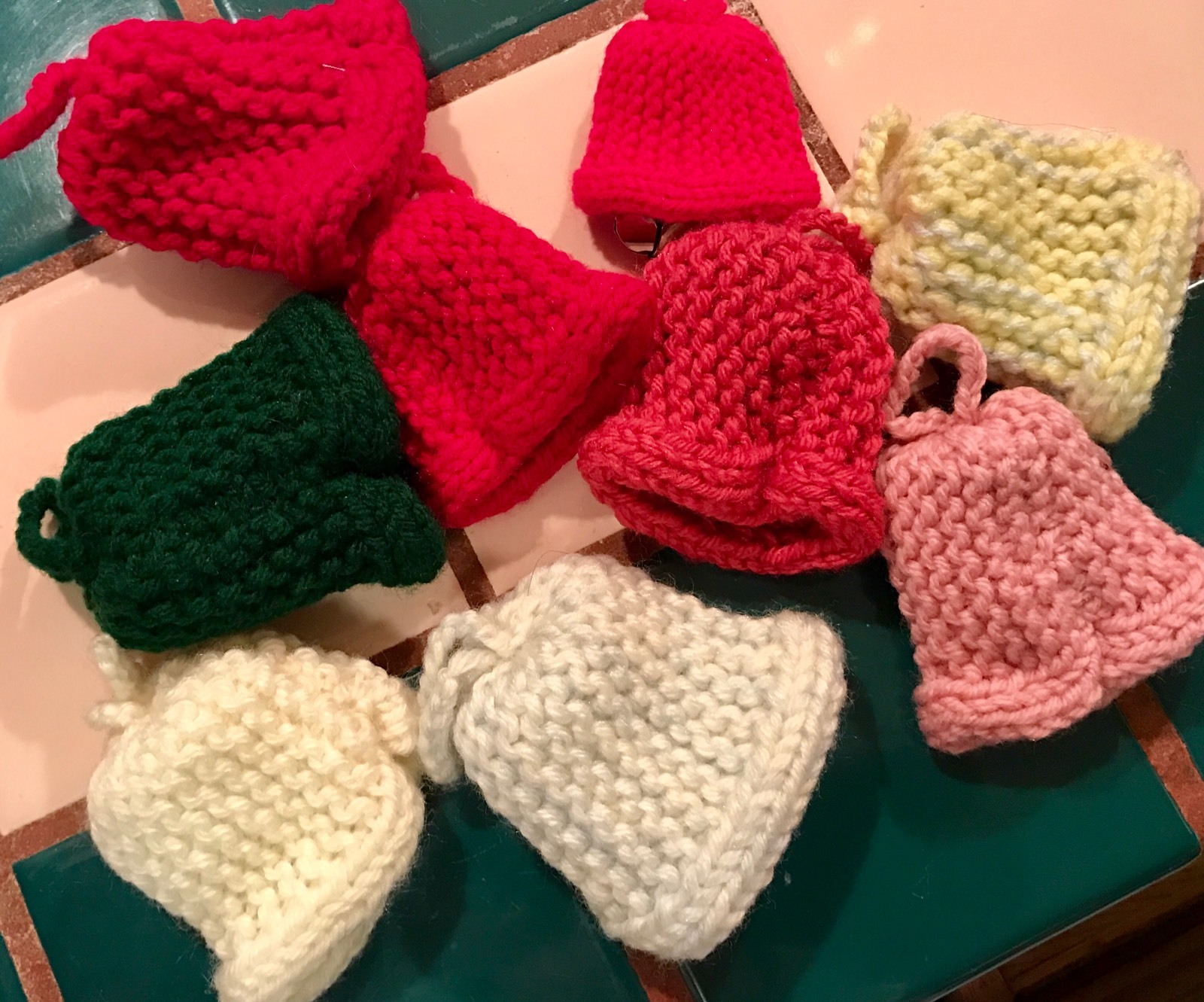 Lot Of 39 Vintage Hand Knitted Christmas Bells Ornaments | eBay