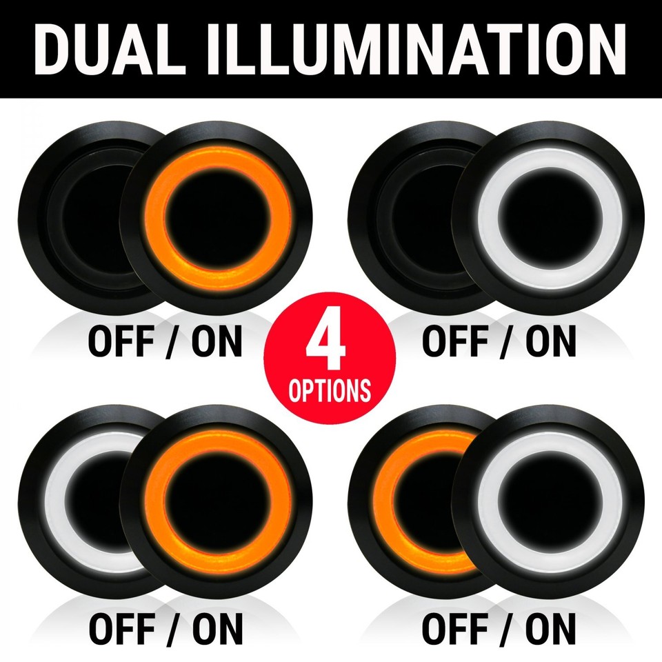 19mm Black 12V Latching Push Button Switch White and/or Orange LED ...