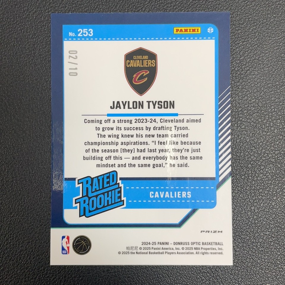 2024-25 Panini Donruss Optic Jaylon Tyson RC Gold International /10 | eBay