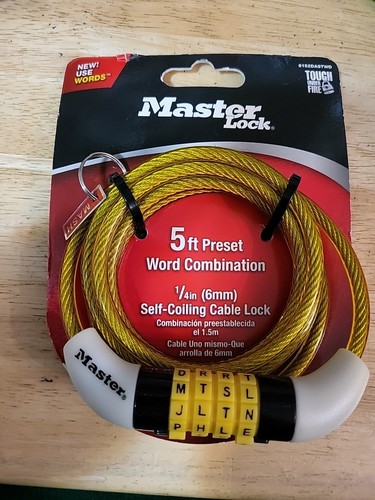 Master Lock 5ft Word Combination 1/4in (6mm) Self-Coiling Cable Lock | eBay