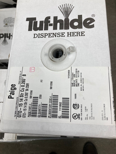 Paige Tuf-Hide Cable Wire GTO15 14 AWG, 105C BLK - 981298 GTO-15 - New ...