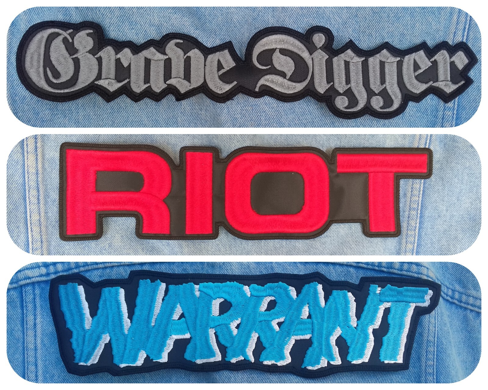 Riot Grave Digger Warrant embroidered logo back patch heavy metal manowar saxon | eBay