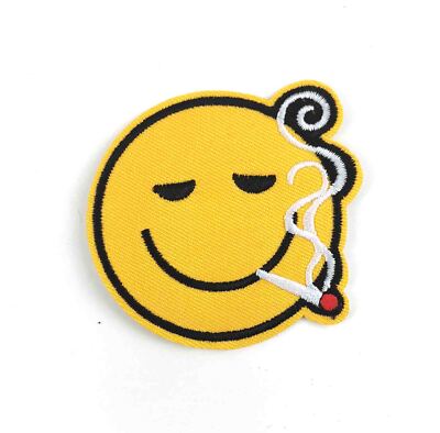 smoking emoji happy face smiley face smoking weed joint pot iron on ...