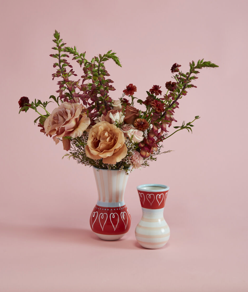 CUTSEY HEART VASE 3.25 x 6.25" Hand Painted CELEBRATE LOVE Accent Decor ...