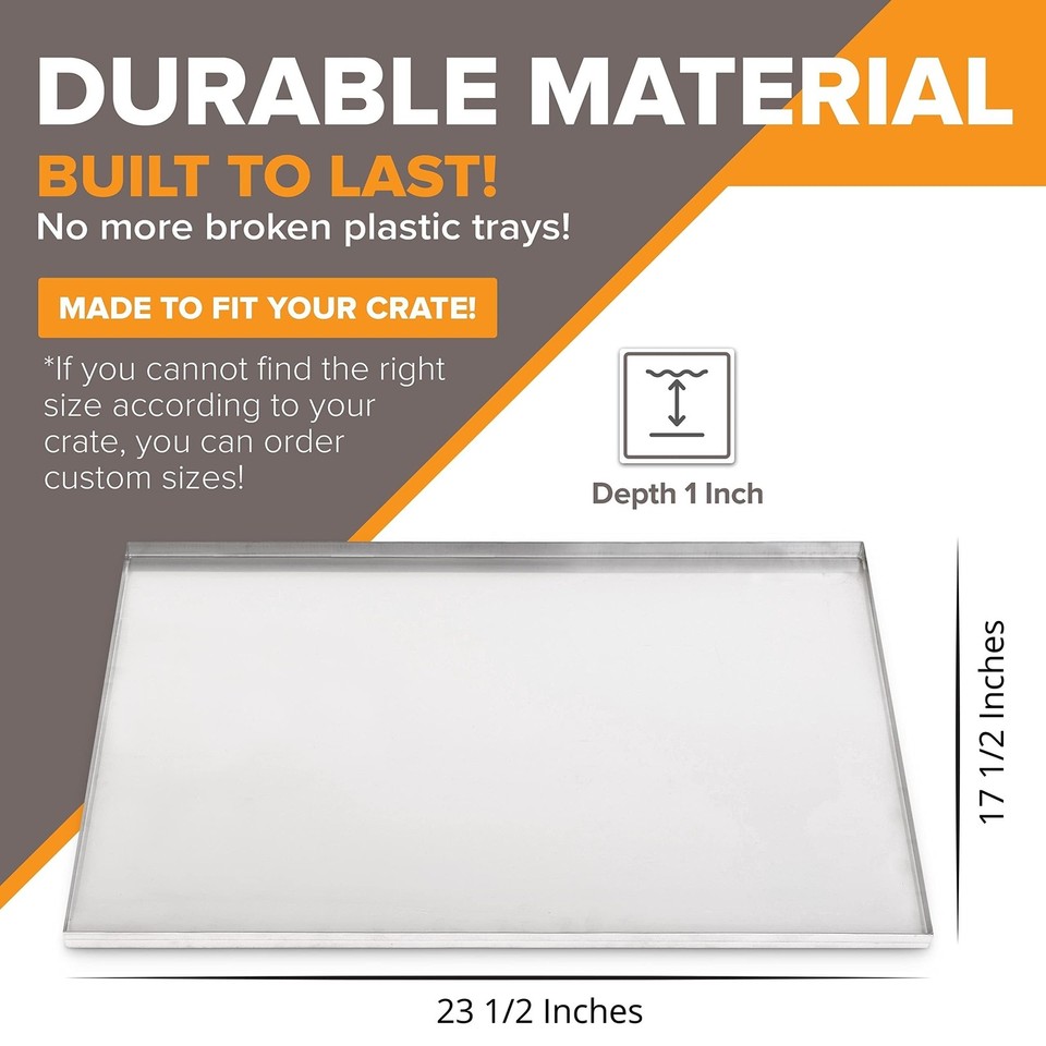 23.5" x 17.5" Metal Replacement Dog Crate Pan Chew Proof Crack Proof ...