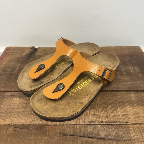 Birkenstock RARE Gizeh Leather Burnt Orange Sandal Womens Size 37 Toe ...