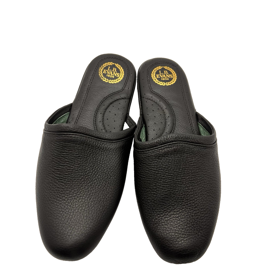 L.B. Evans Aristocrat Scuff Backless Slippers Mens 10 Black Leather | eBay