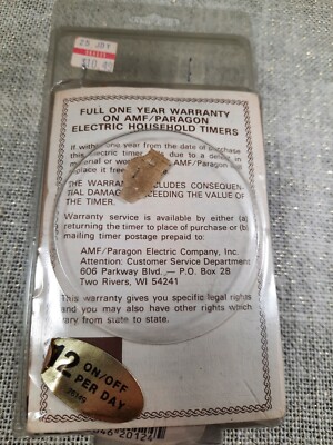 NIP NOS Amf Paragon Electric Lamp Appliance Timer Program Pin Command ...