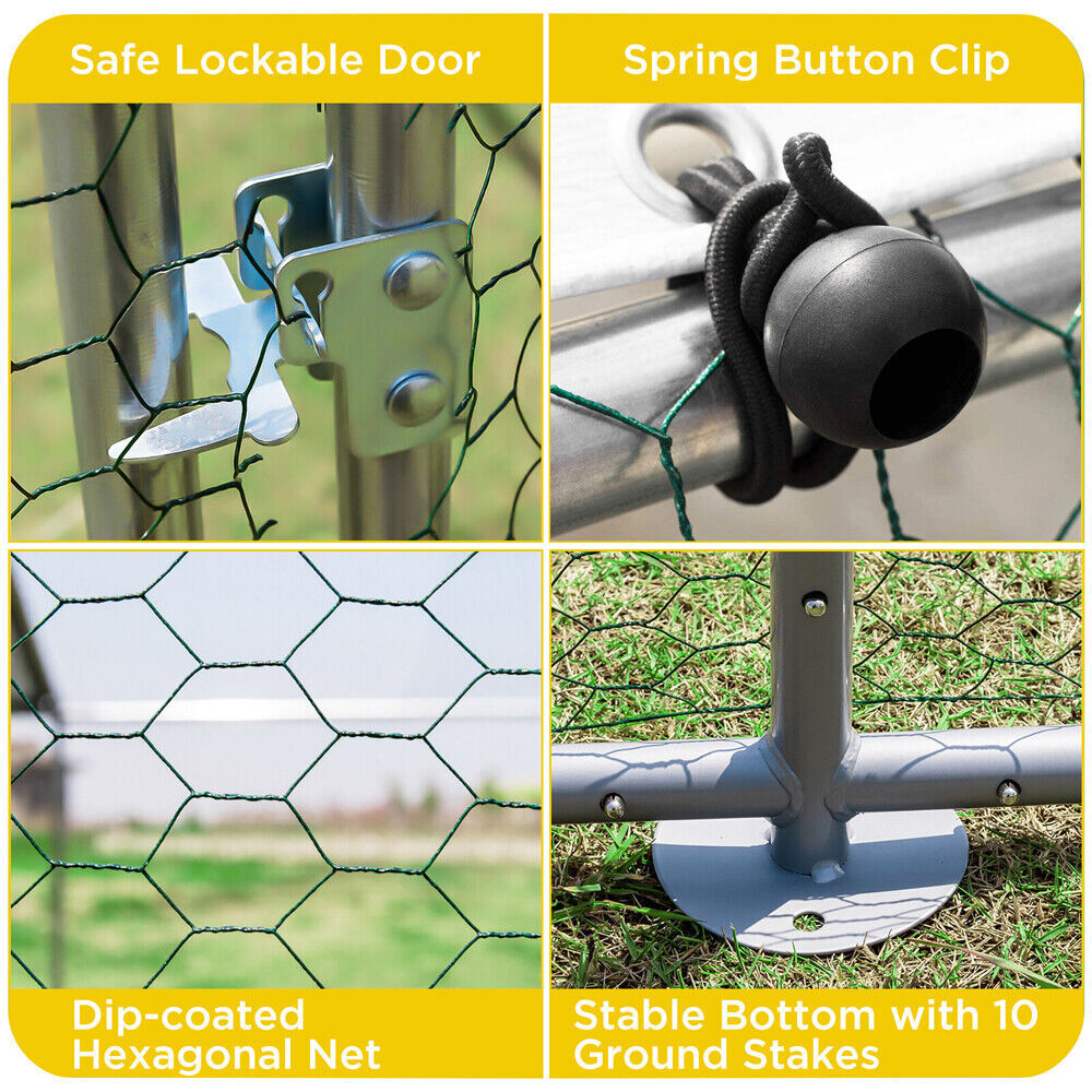 VaKa 3x6x1.95m Metal Walk-in Chicken Coop Rabbit Hutch Cage Hen House ...