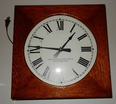 Vintage Standard Electric Time Co Oak Case Wall Clock Springfield Mass ...