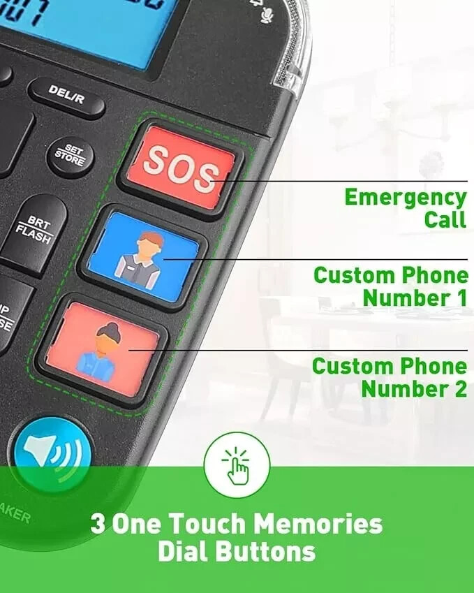 Large Button Landline Corded Phone Home Office Desk Telephone Caller ID ...