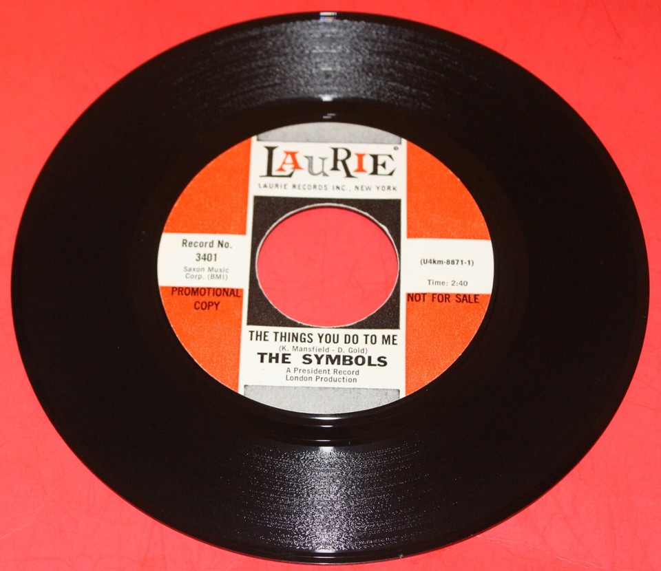 THE SYMBOLS "Bye Bye Baby" 1966 2-SIDED DOOWOP on LAURIE PROMO N.MINT ...
