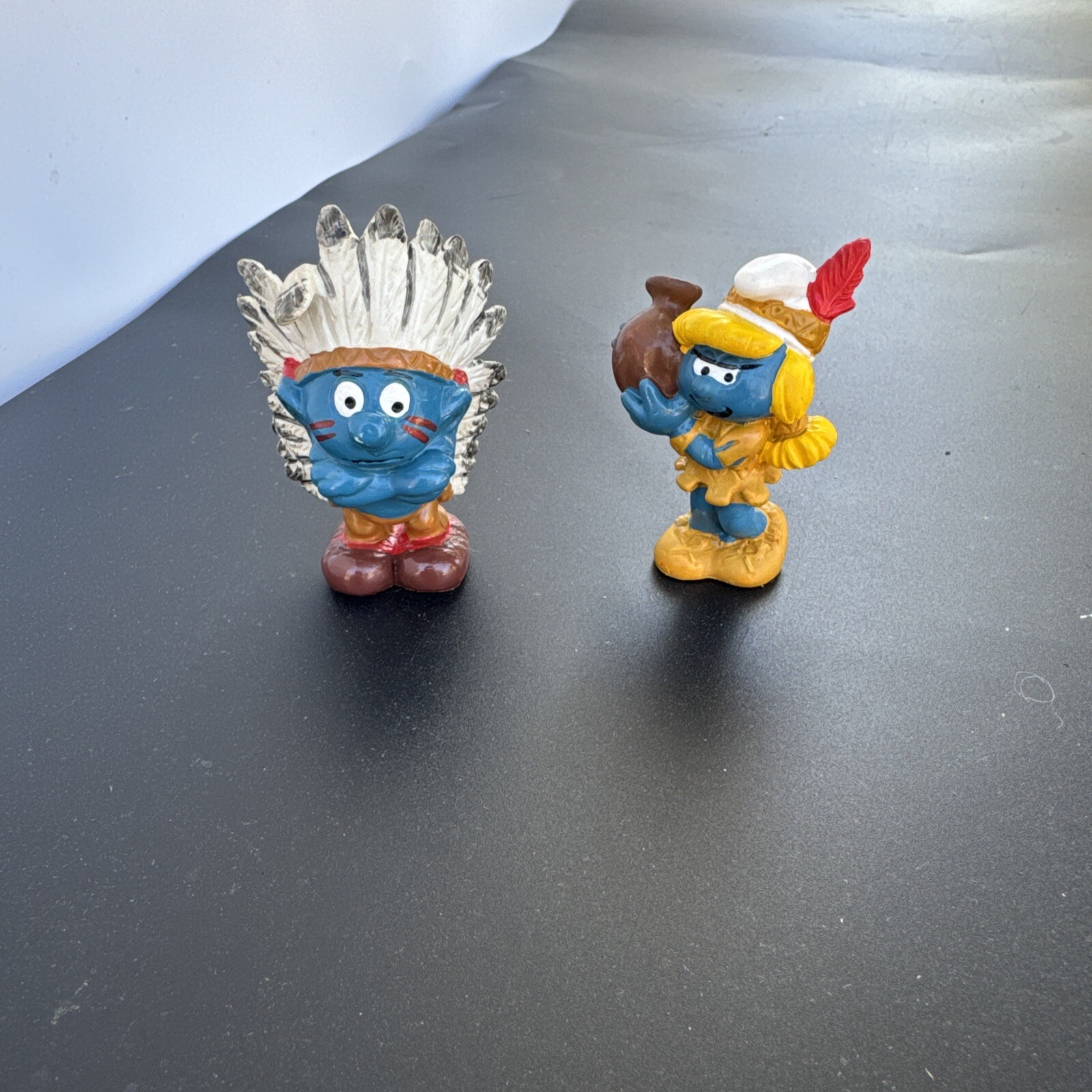 1981 Indian Chief Smurf 20144 Smurf And 20167 Smurfette Indian Schleich ...
