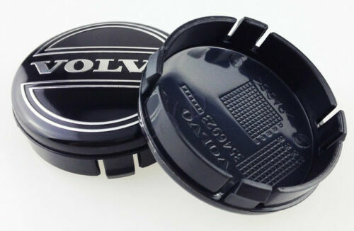 4 x Volvo 64mm Alloy Hub Wheel Centre Caps Set Emblem Top Quality Black ...