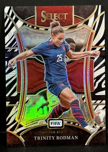 2023-24 Panini Select FIFA USWNT Trinity Rodman Mezzanine Zebra Prizm ...