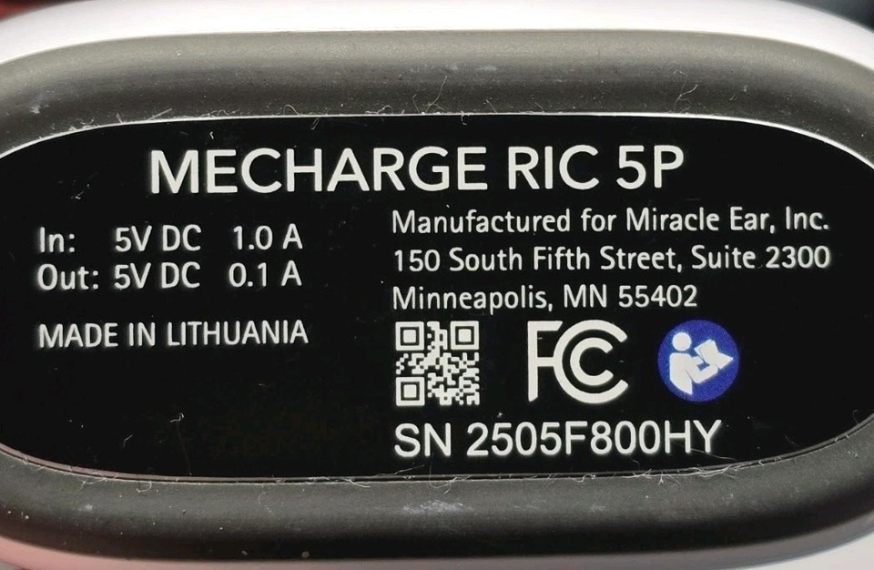 Miracle Ear MECHARGE RIC 5P Hearing Aid w Charger Single Unit Working ...