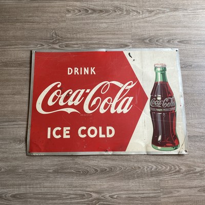 Coca Cola Antique 1952 Robertsons “Drink Coca Cola Ice Cold” Metal Sign ...