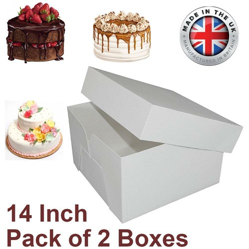 14 Inch Cake Box & Lid Easy to Assemble Stapleless for Birthday Wedding ...