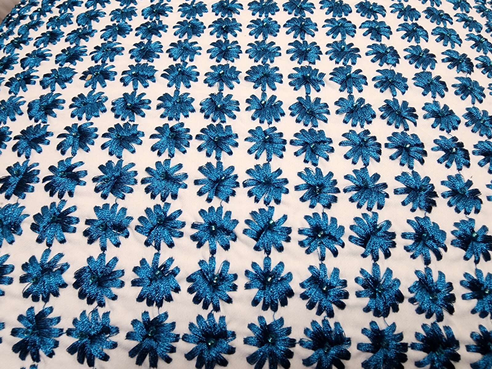 Sky Hailey Blossoms Embroidered Decorative Bed Pillow 18x18" Blue Teal ...