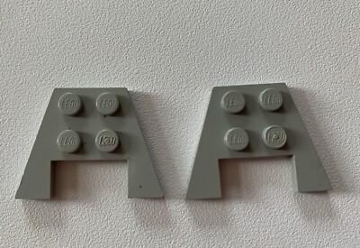 Vintage Lego Old Grey 3x4 Wedge Plate Parts X2 Town Space 4859 -2D ...