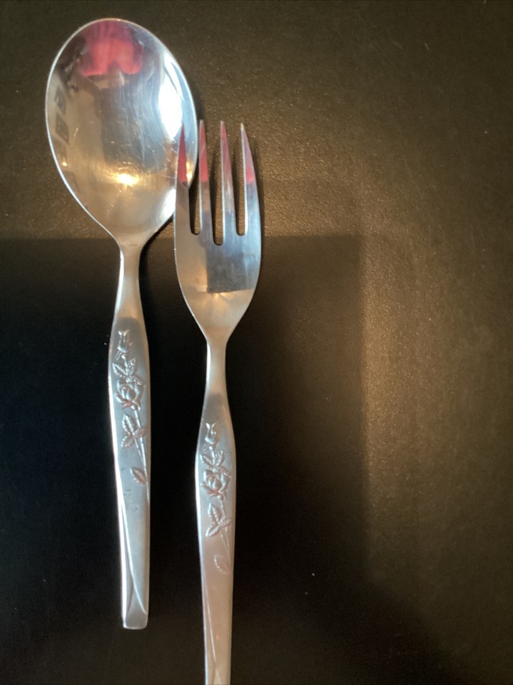 Noritake ROSALIE Stainless Steel Silverware Flatware Serving Spoon Meat ...