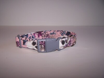 Wet Nose Designs Wicked Dog Collar Skull & Roses on Pink Goth COLORED ...