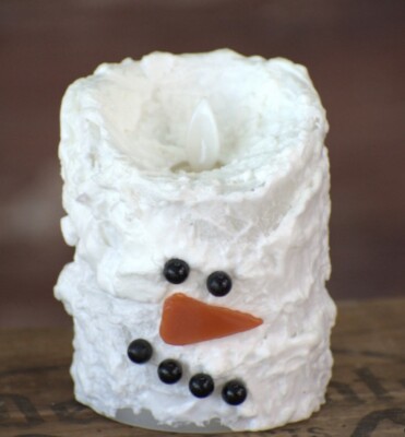 Snowman Bumpy White Moving Flame LED Battery Pillar Candle W/ Timer 3 ...
