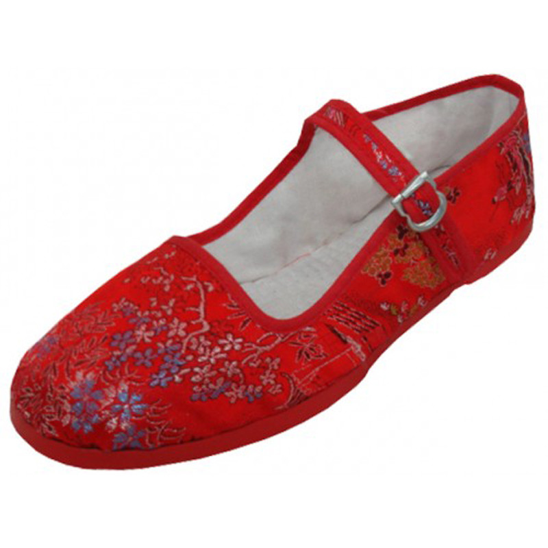 Women's Chinese Classic Mary Jane Floral Red Brocade Shoes Sizes 35 ...