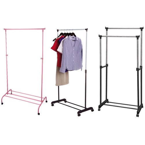 Heavy Duty Garment Rack Single Double Silver Black Adjustable Clothes ...