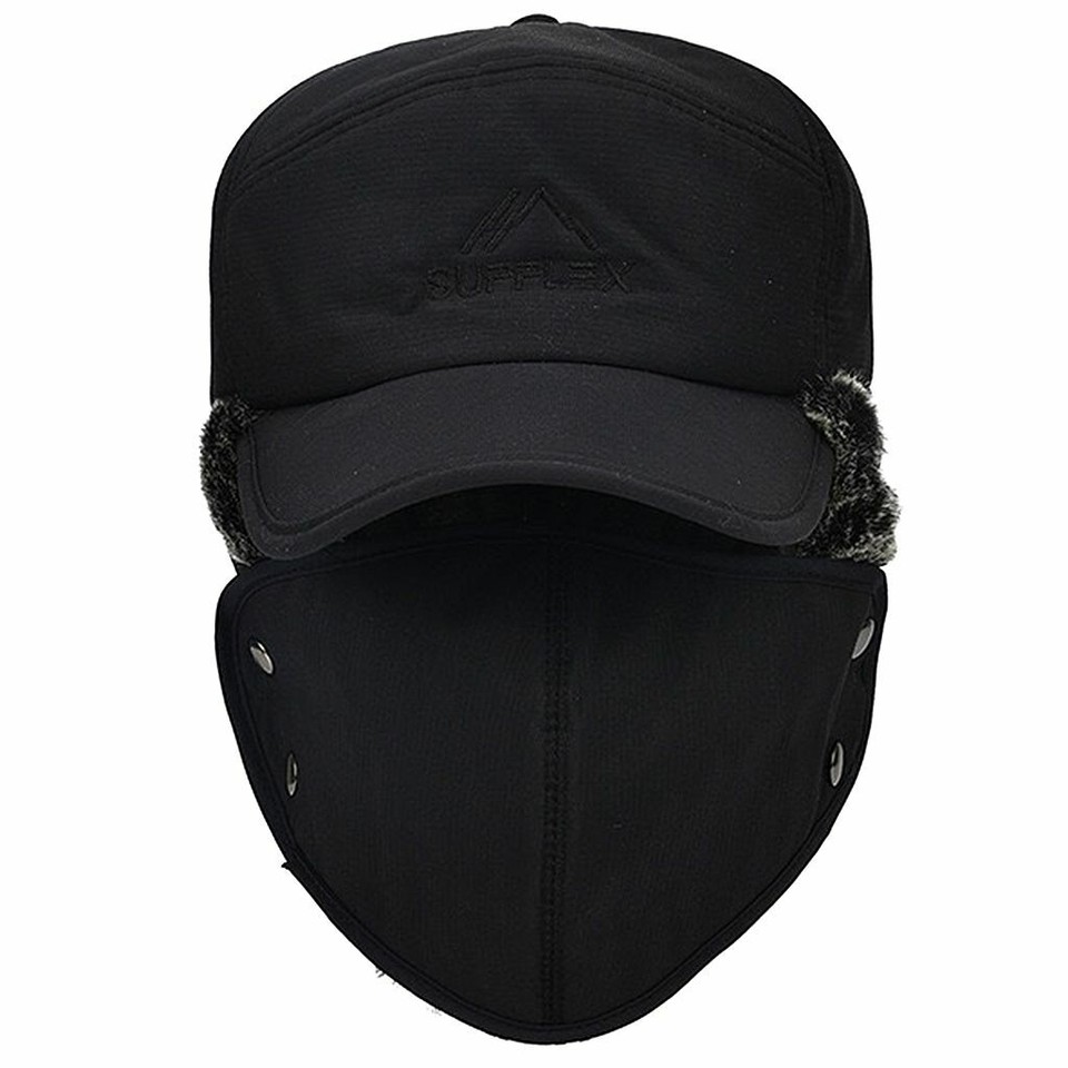 Winter Warm Fleece Lined Hat Windproof Ski Cap with Ear Flaps for Cold ...