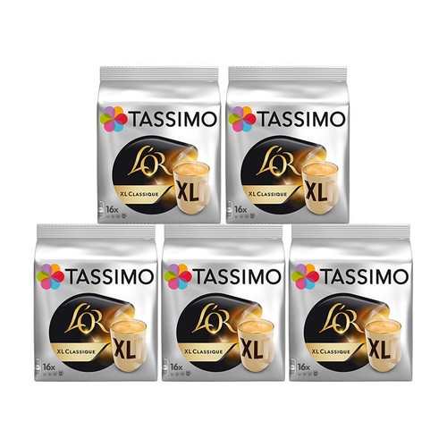 Tassimo Coffee Pods L'OR XL Classique 5 x 16 Drinks (Total 80 Drinks ...
