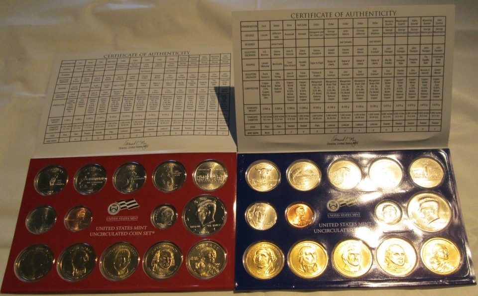 1999 to 2008 Mint Set U.S. Mint P & D Uncirculated 10 Sets COA 50 State ...
