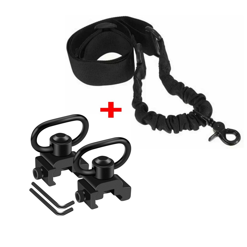 Tactical Single One Point Rifle Sling Gun Strap Push Button Picatinny ...