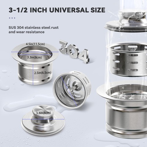 Extended Garbage Disposal Flange Strainer Stopper Deep 304 Stainless ...
