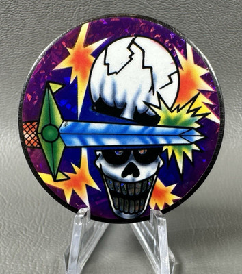 Vintage 90's 1.1oz Black Metal Slammer with Skull Holo for Pogs & Milk ...