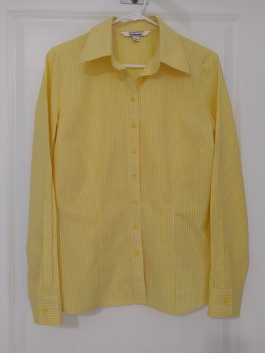 Gallagher Yellow with White Strip Button-Up Collar Blouse - Size 10 ...