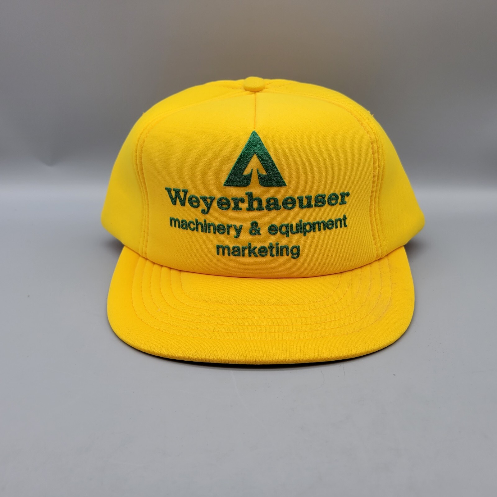 Vintage Weyerhaeuser Hat Cap Yellow Green Snapback Foam Interior ...